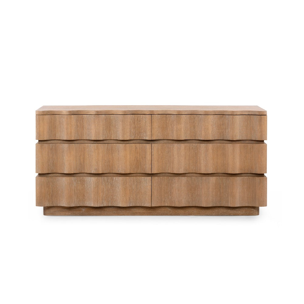 Dresser - Natural Wood Scalloped Oak Foot Levelers 6 Drawer – BSEID