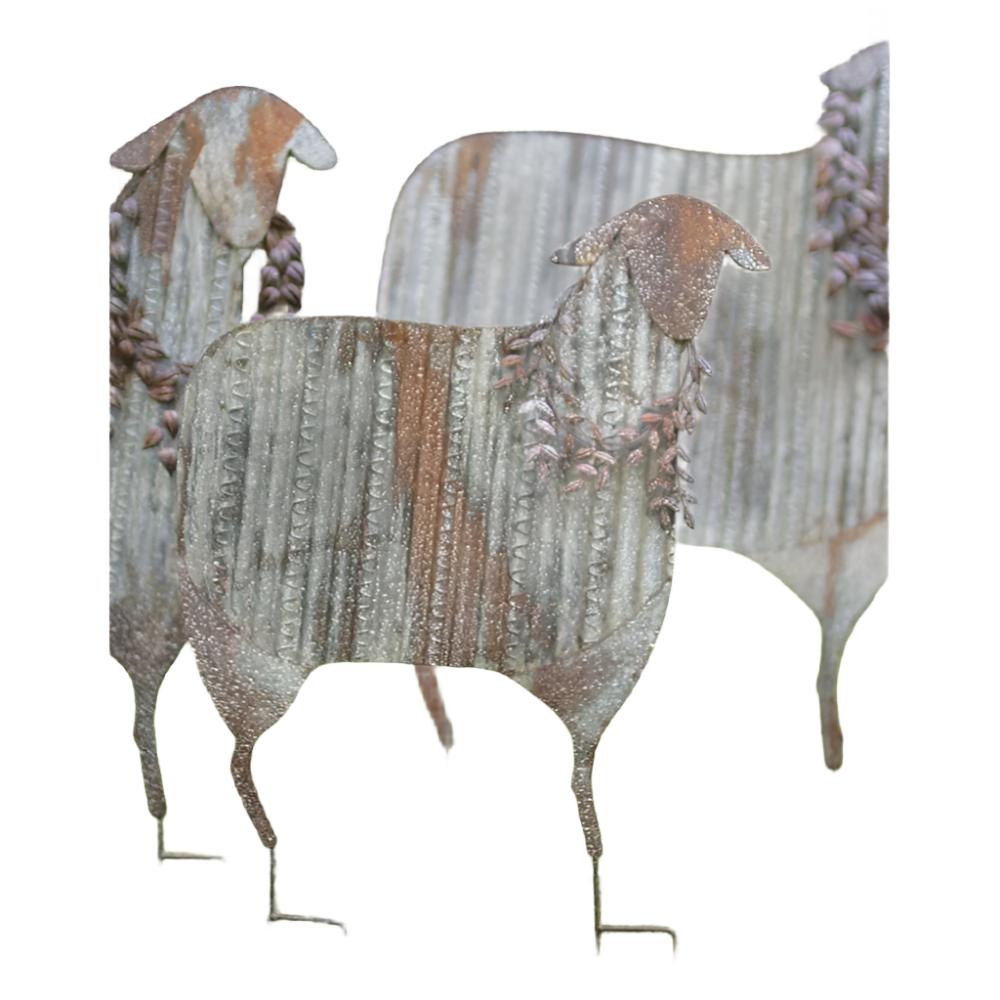 Rustic Metal Christmas Sheep Yard Art Set - Winter Decor for Lawn – BSEID