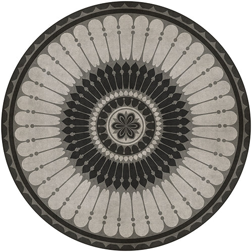 Round Vinyl Floor Mat - Black + Gray Line Pattern – BSEID