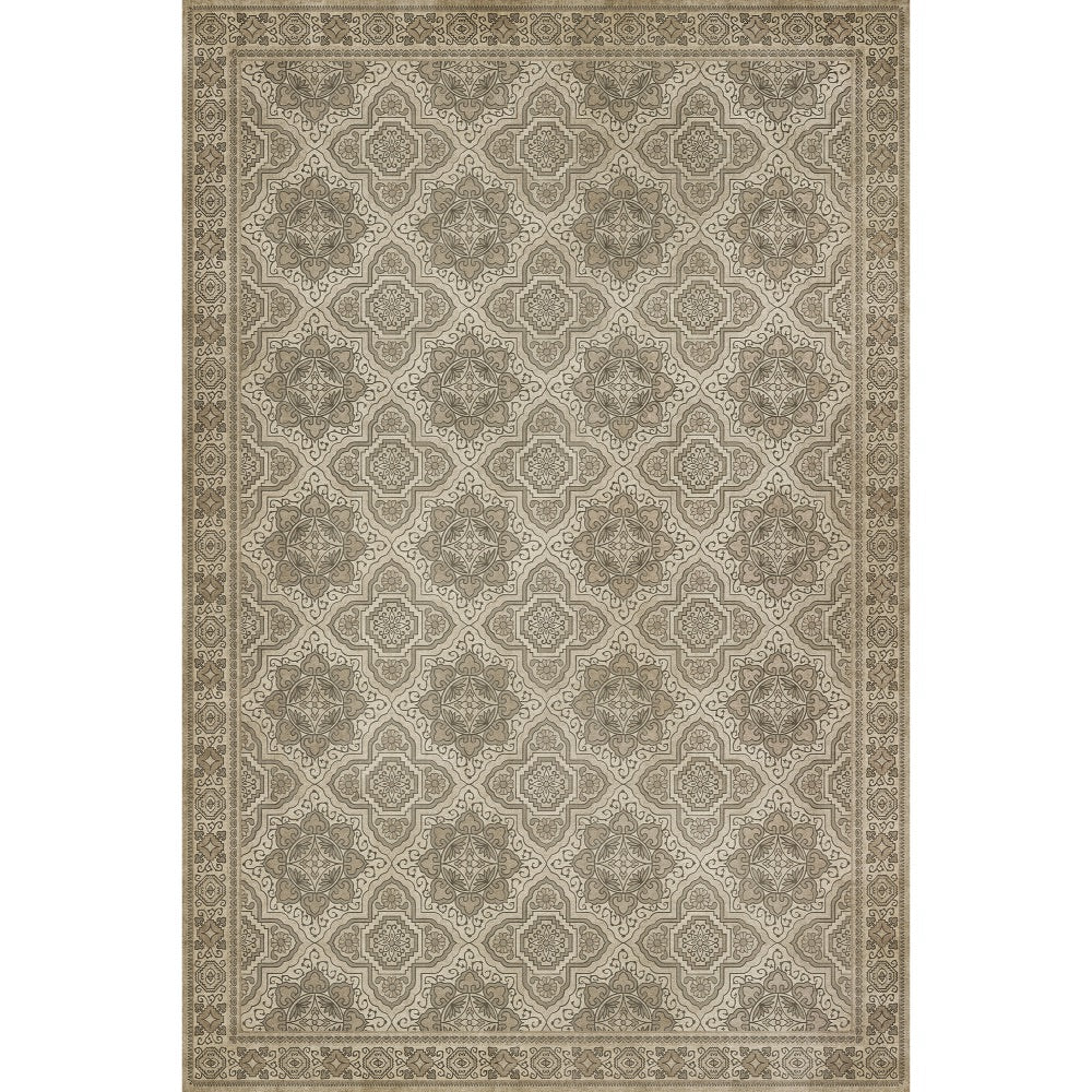 Custom Vinyl Floor Mats - Natural Cream Patterned Antique Lay Flat Mat ...