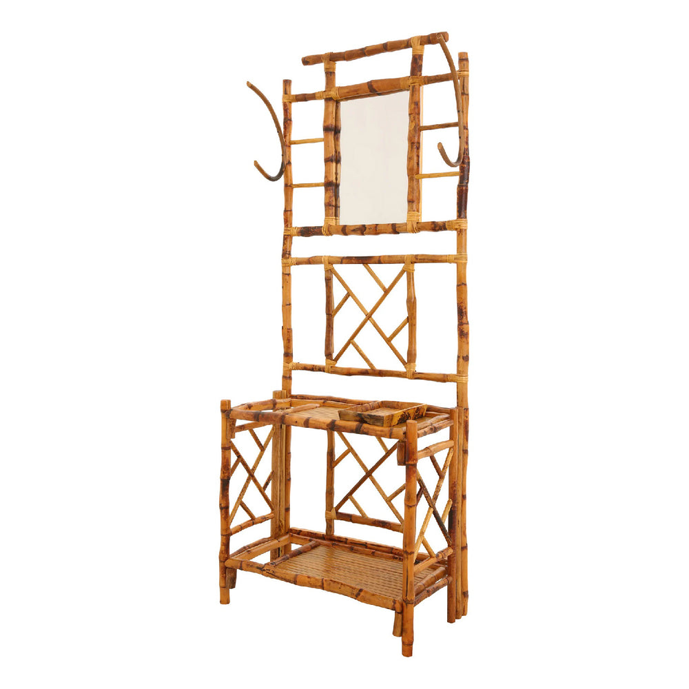 Shop Rattan Bamboo Hall Tree with Mirror | BSEID